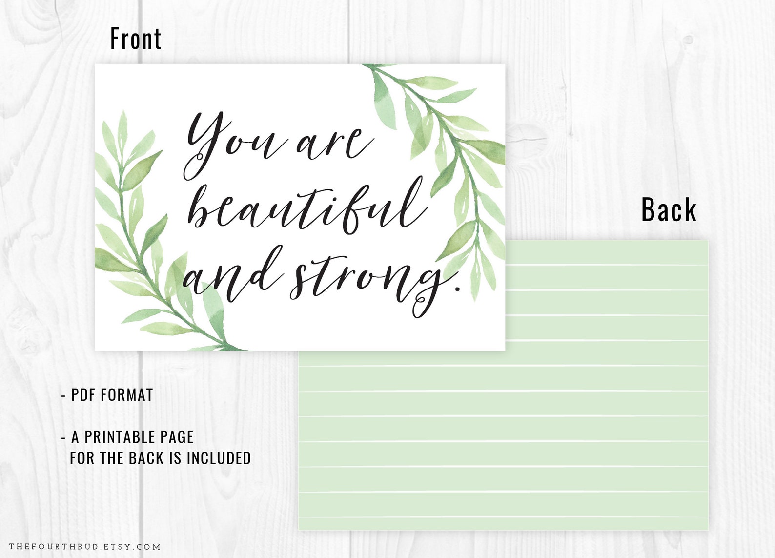 Set of 12 Printable Strength Note Cards / 3.5 X 5 Motivational and ...