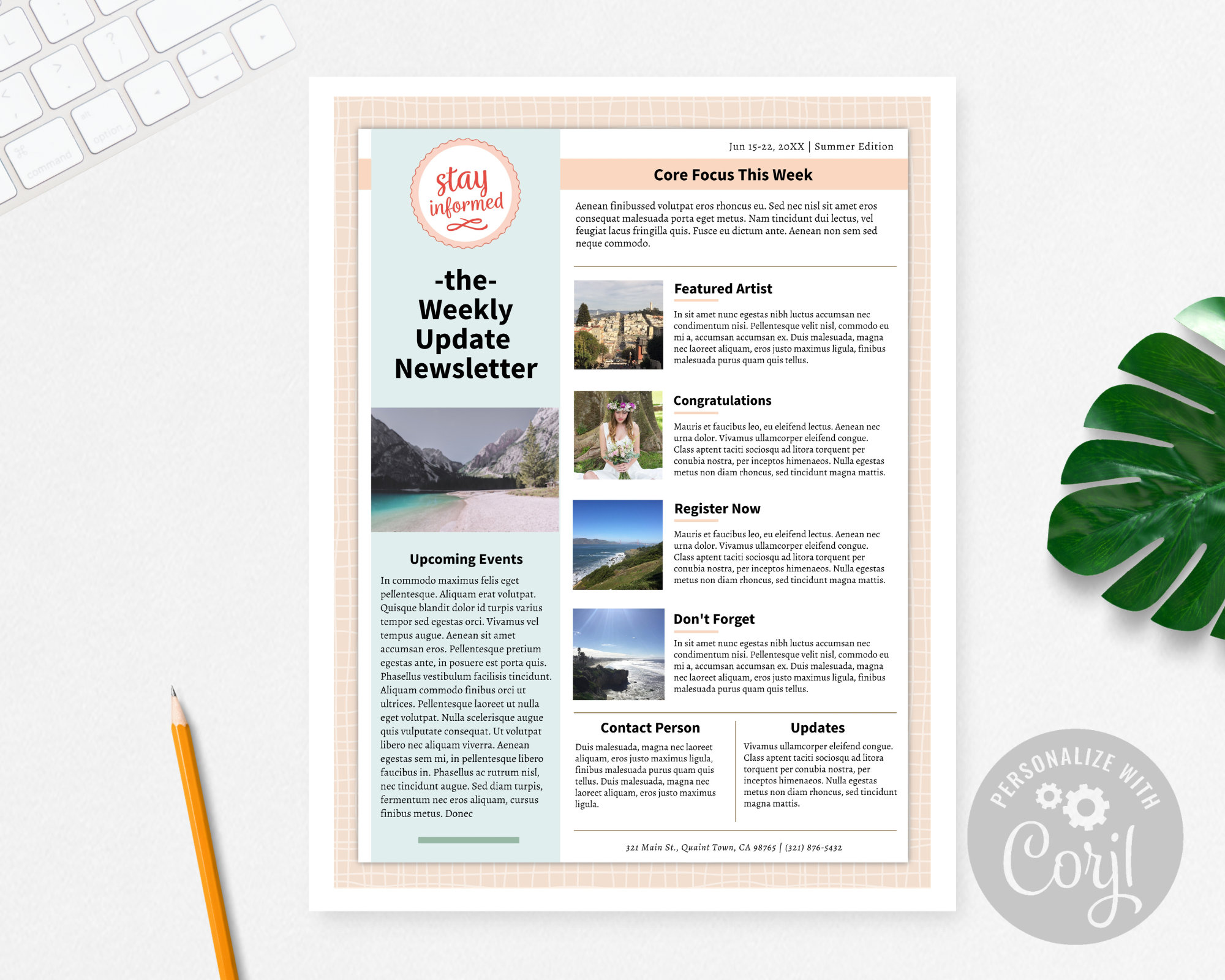 Beautiful, Fun Newsletter Template for Church, Organization, Family or ...
