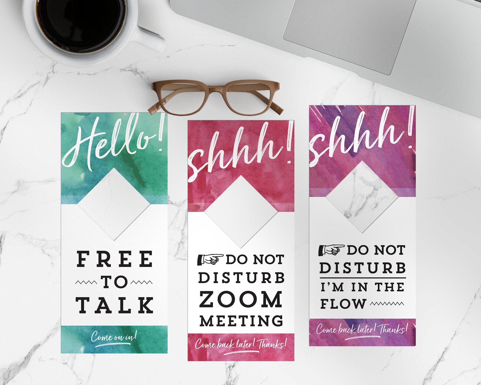 Set of 6 Printable Door Hanger Signs for Work, Home and Office - Do Not ...