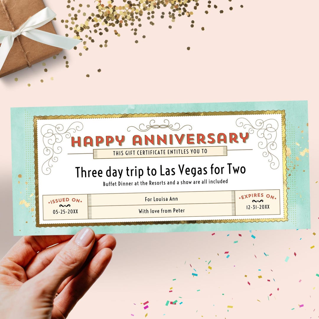 Happy Anniversary Gift Certificate Template (editable in CORJL) - Etsy