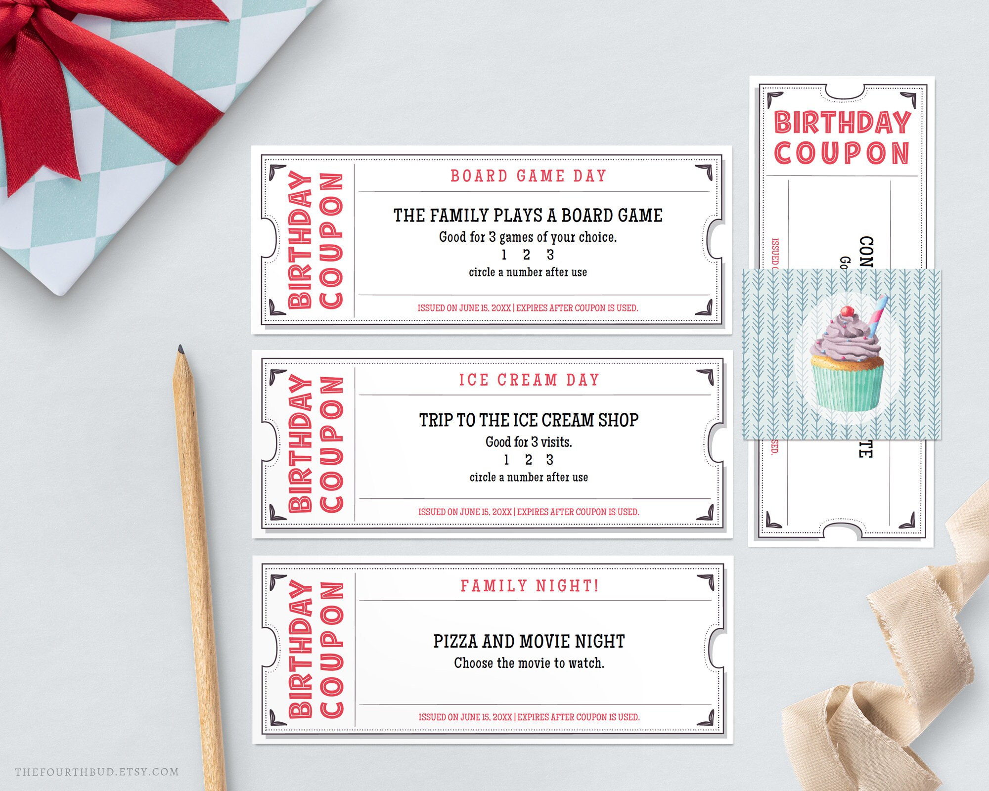 Birthday Coupons Template / Editable Coupon Book or Set / Printable ...