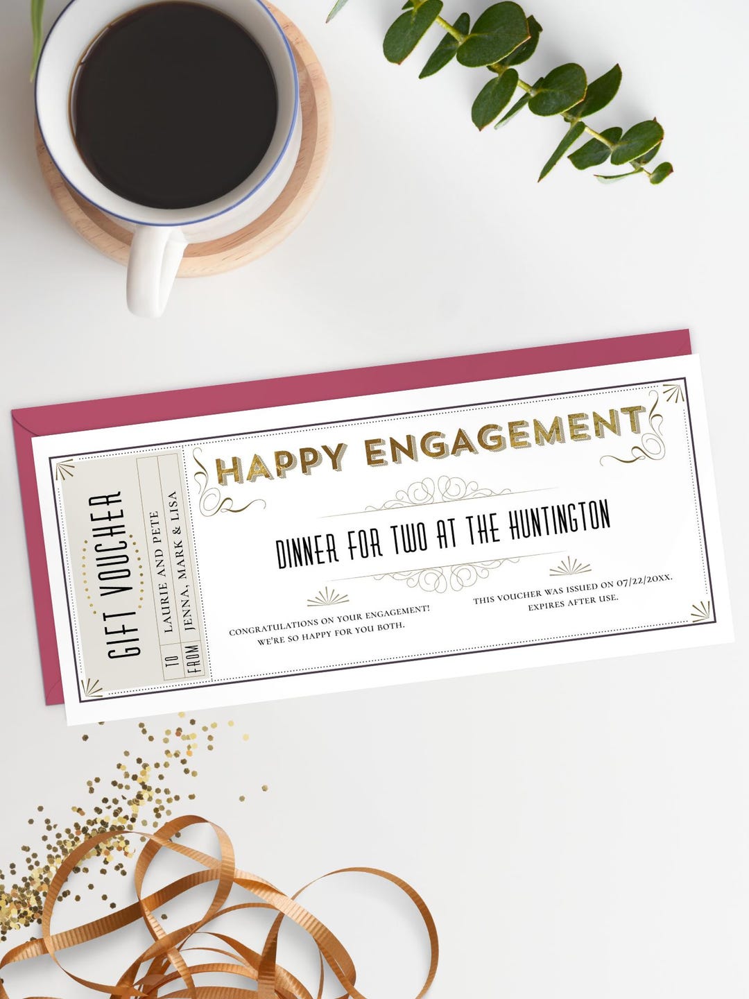 Happy Engagement Gift Certificate Template: Grand Gift Ticket Voucher ...