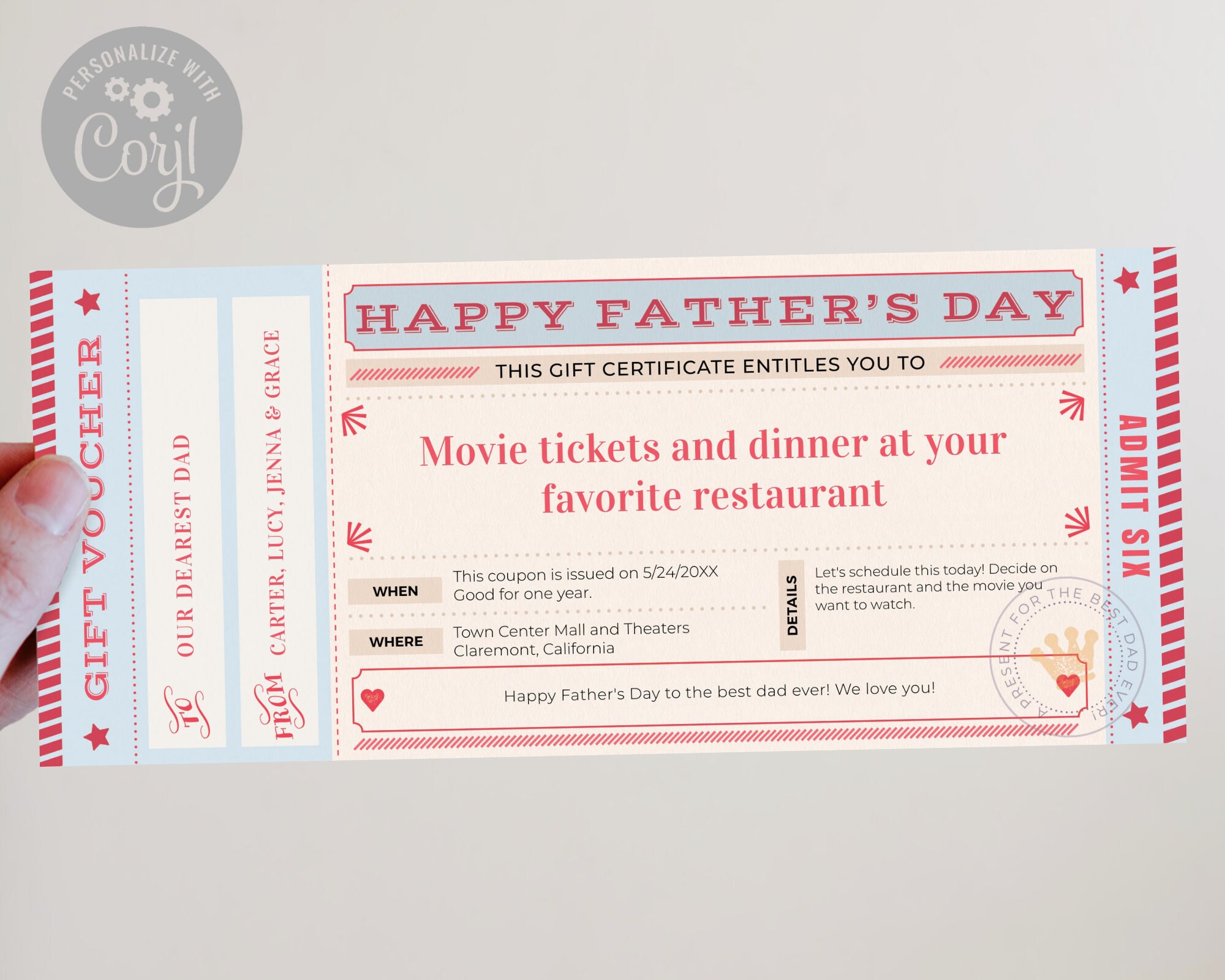 Fun Father's Day Gift Voucher Template / Editable Event - Etsy