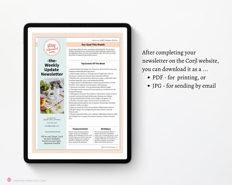 Editable Newsletter Template, Two Pages Office News and Updates (light ...