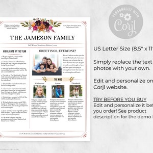 Fall Winter Newsletter Template Two Pages With Photos / Editable Office ...