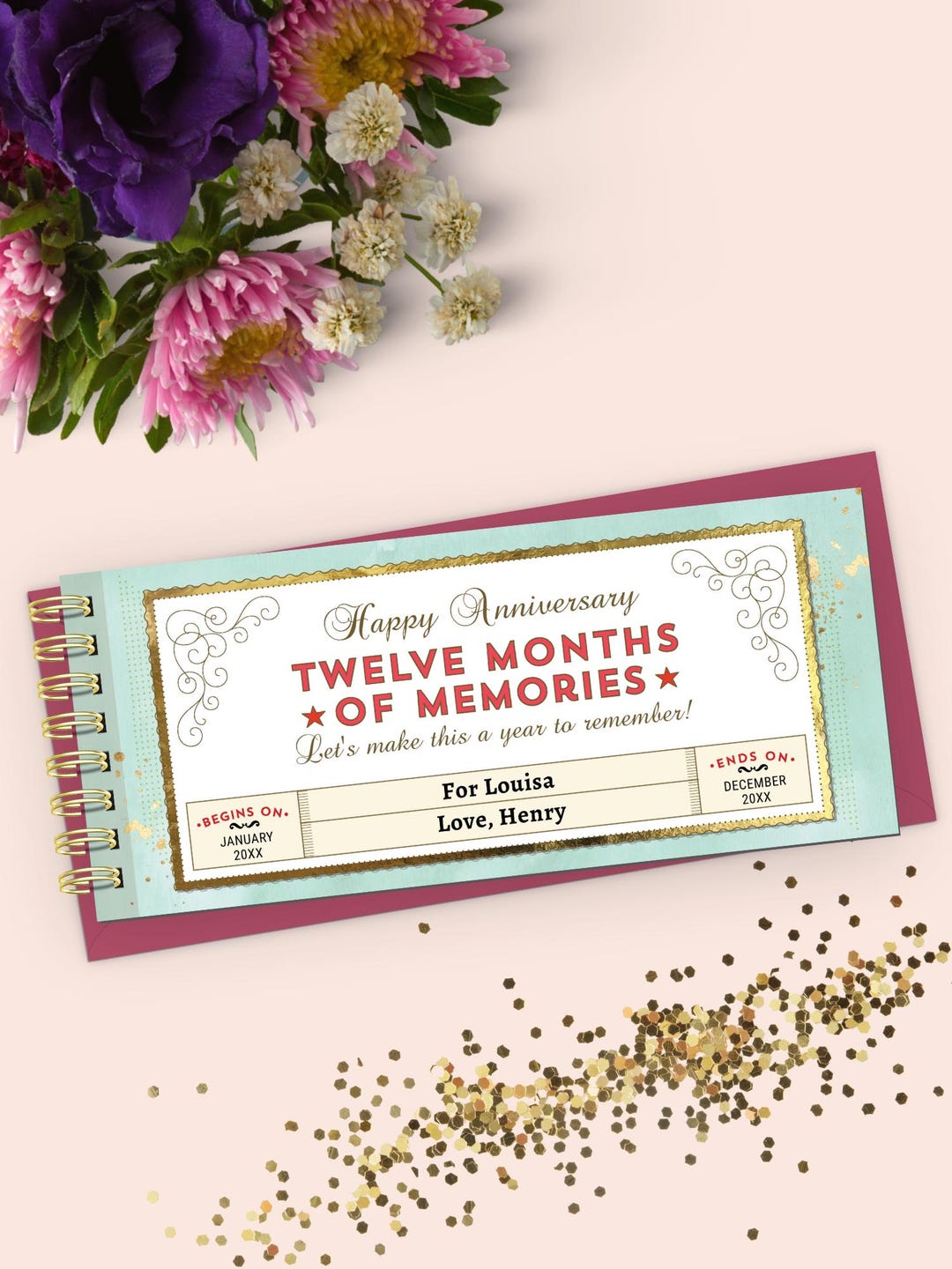 Happy Anniversary Coupon Book Template: "twelve Months of Memories ...