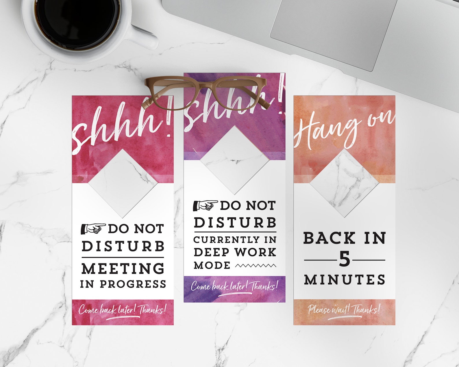 Printable Productivity Door Hangers / Set of 6 / Work at Home Sign ...