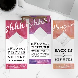 Printable Productivity Door Hangers / Set of 6 / Work at Home Sign ...