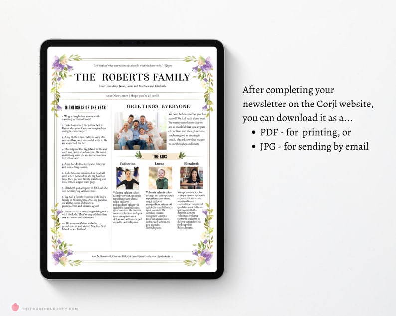 Editable Newsletter Template One Page With Photos /wedding - Etsy