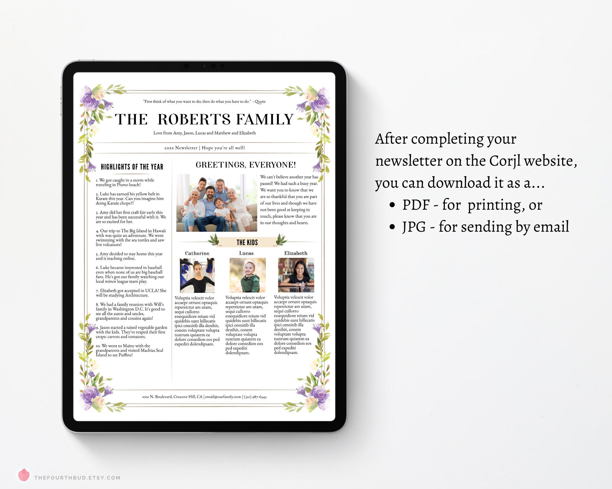 Editable Newsletter Template One Page With Photos /wedding - Etsy