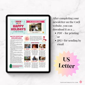 Editable Happy Holidays Year in Review Newsletter Template US LETTER ...