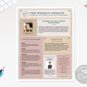 Editable Teacher Newsletter Template One Page / for Class, School ...