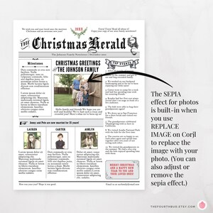 Family Christmas Newsletter Template Two Pages US Letter, Old Newspaper ...