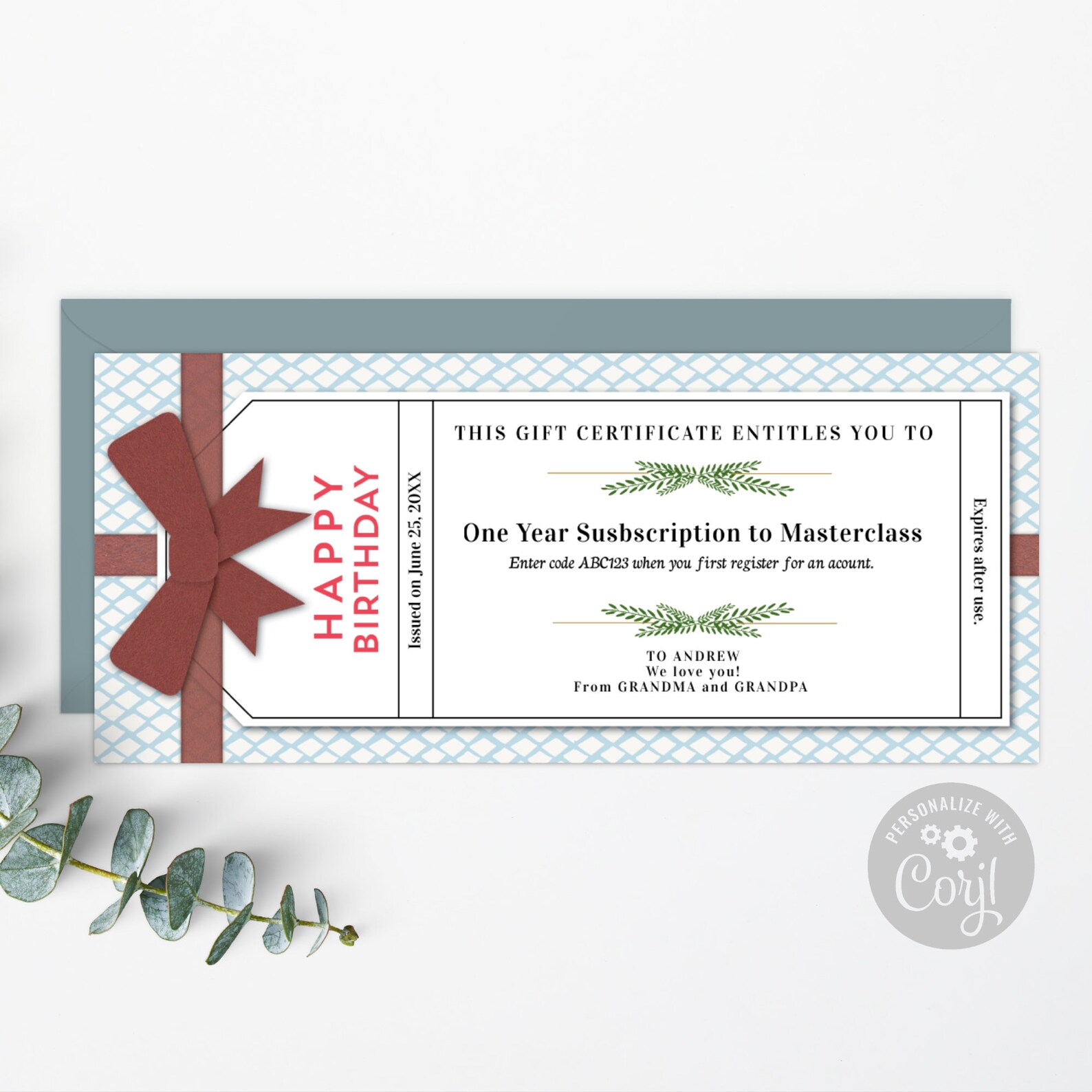 Happy Birthday Gift Certificate Template / Editable Birthday Gift ...