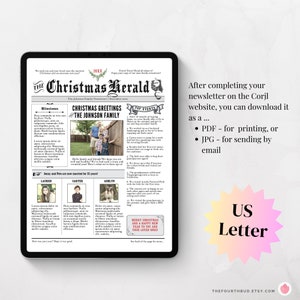 Family Christmas Newsletter Template Two Pages US Letter, Old Newspaper ...