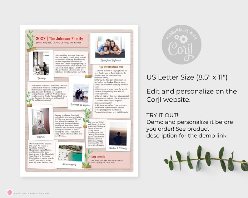 Editable Newsletter Template One Page /editable Photo Journal Scrapbook ...