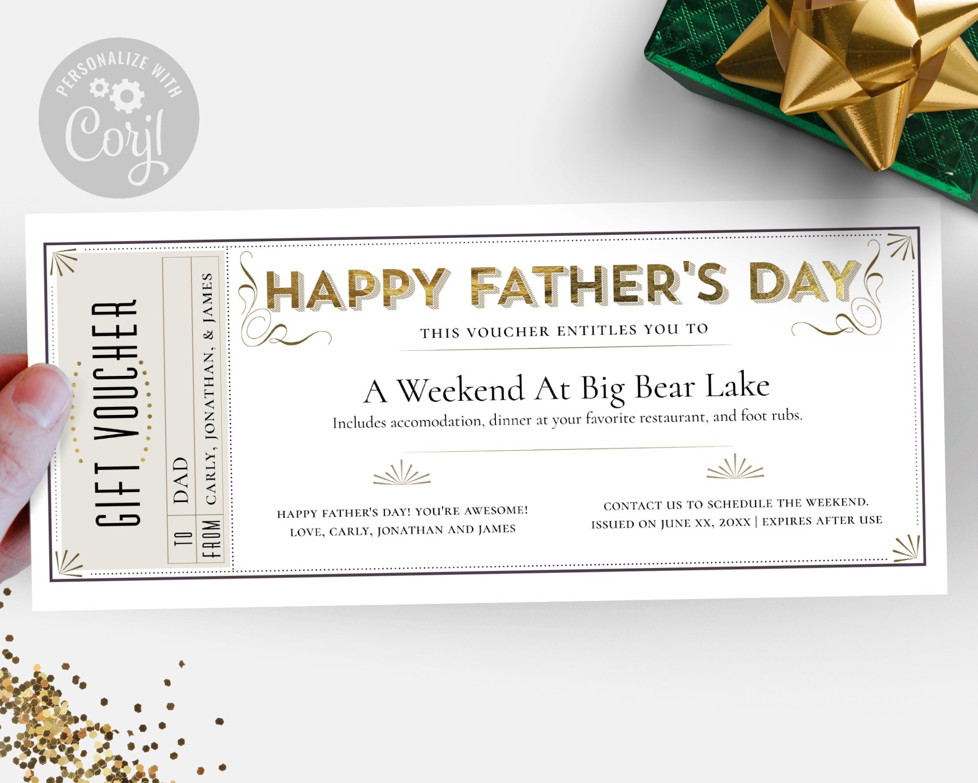 Elegant Father's Day Gift Certificate Template / Editable Grand Gift ...