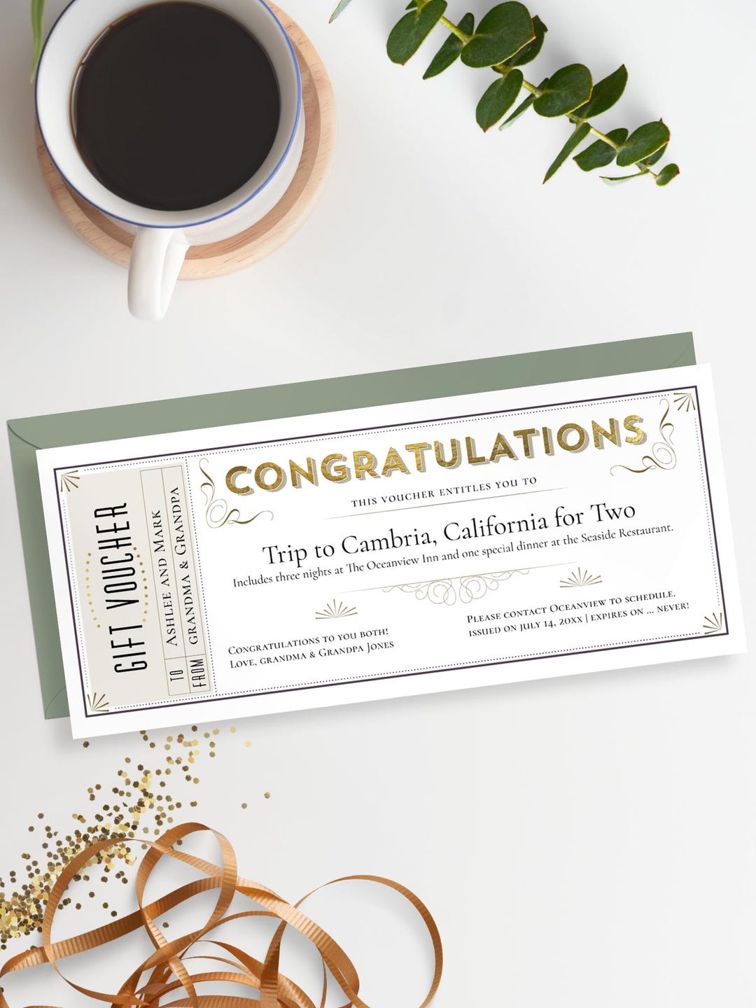 Editable Achievement Gift Certificate Template: Gold Accent Ticket ...
