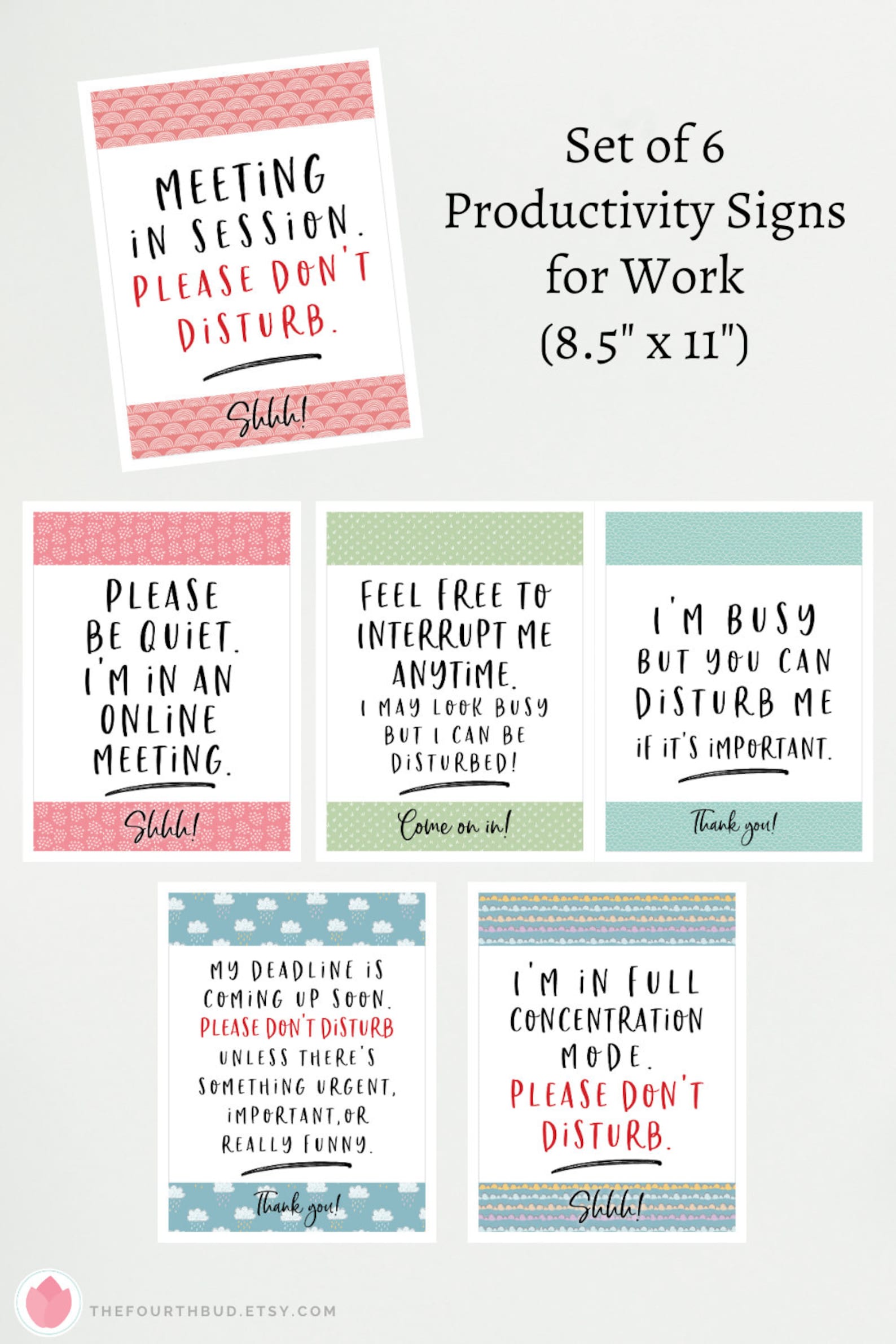 Set of 6 Do Not Disturb Signs for Students, Dorm Rooms, Work at Home ...