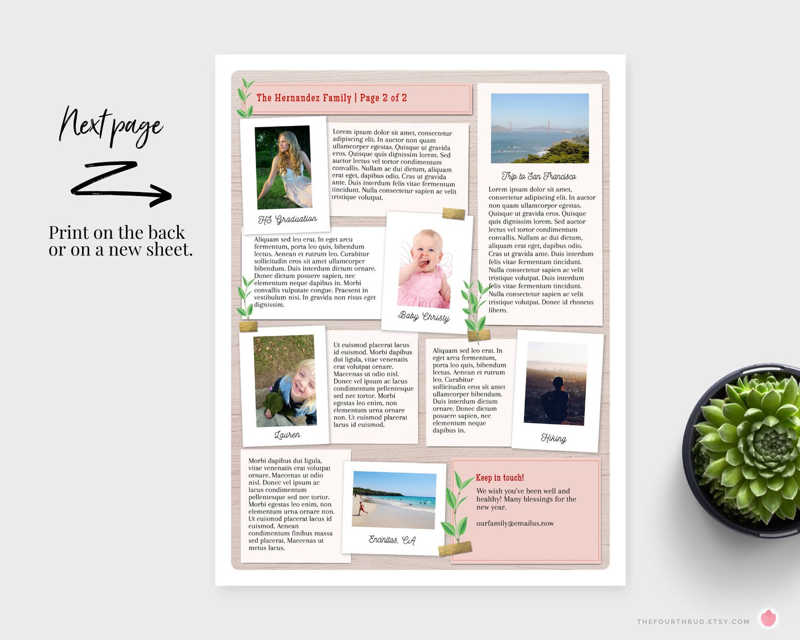 Family Newsletter Template Two Pages / Photo Journal Scrapbook ...