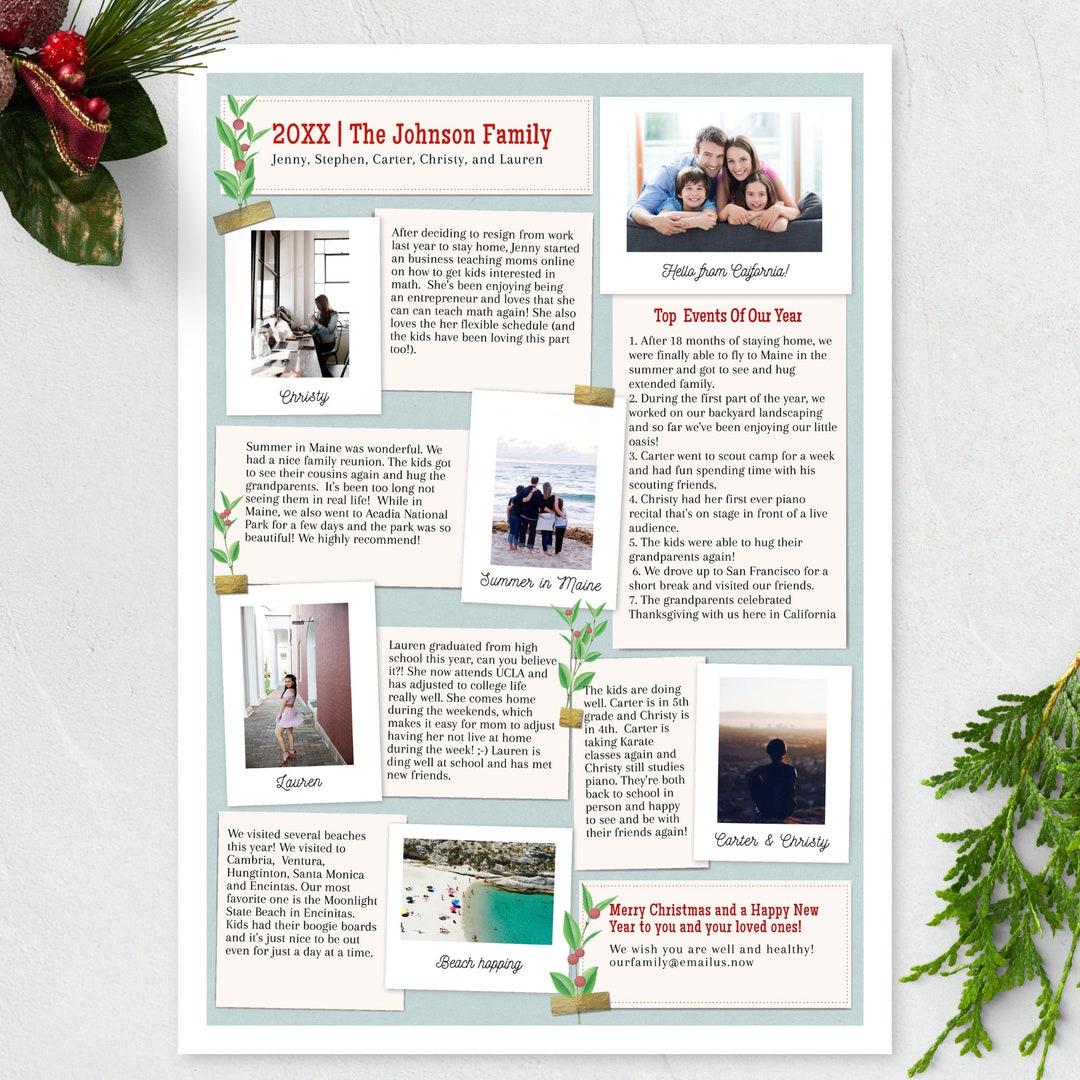 A4 Christmas Newsletter Template With a Scrapbook Theme - Creative ...