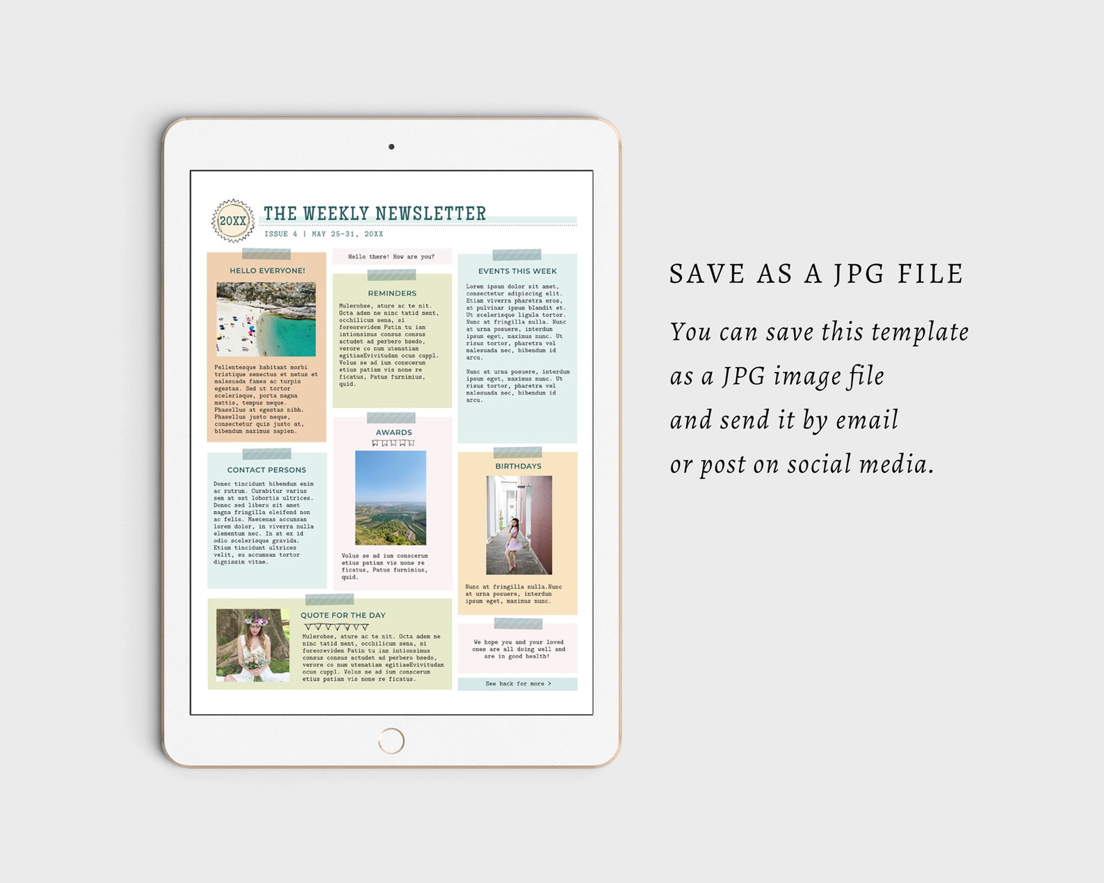 Fun and Bright Newsletter Template Two Pages / Editable Family Reunion ...