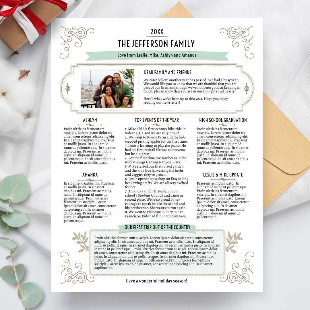 Editable Newsletter Template US Letter: Year in Review, Office, or ...