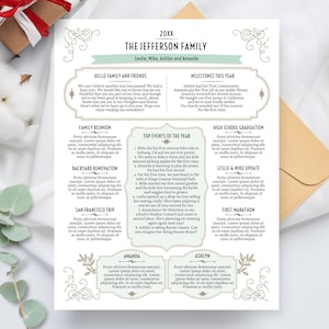 Elegant Family Newsletter Template / Editable Year in Review, Holiday ...