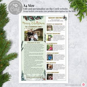 A4 Editable Family Christmas Newslettertemplate - Family Year in Review ...