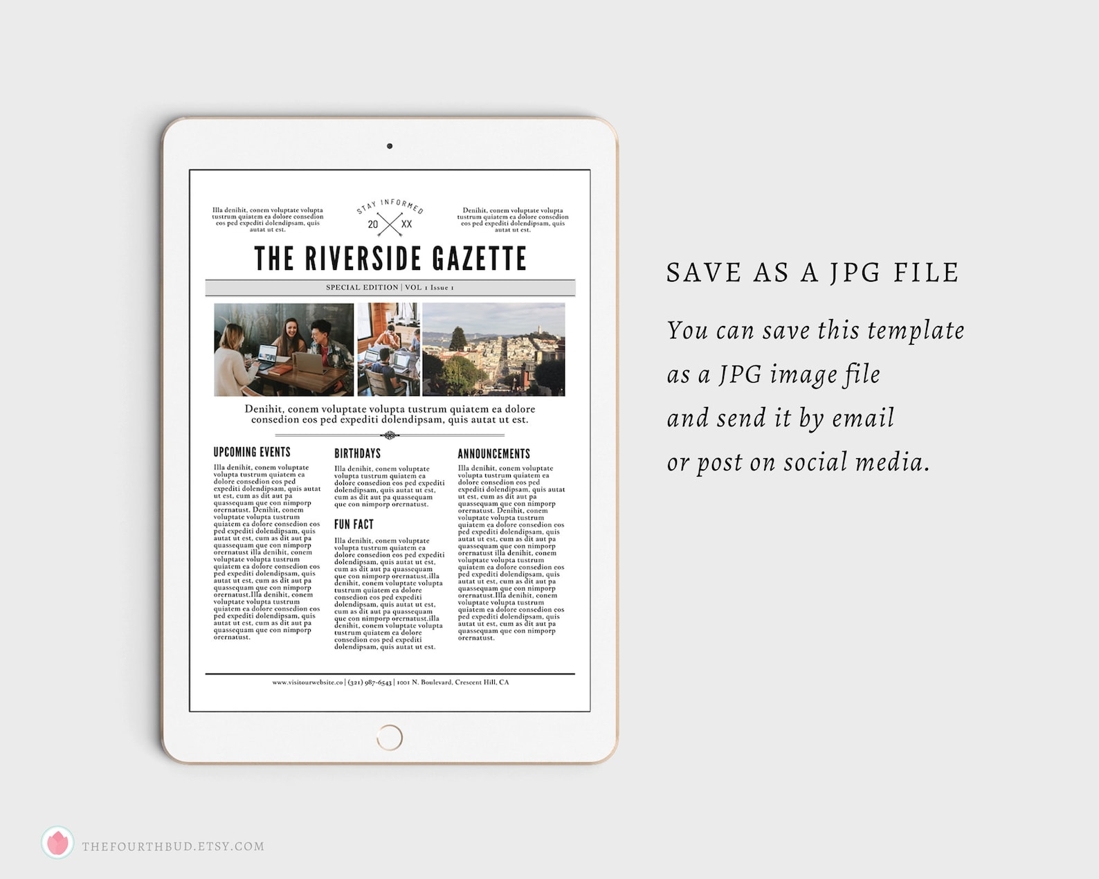 Minimalst Newsletter Template for Office Updates, Two Page Newspaper ...