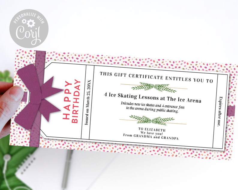 Colorful Birthday Gift Certificate Template / Editable - Etsy