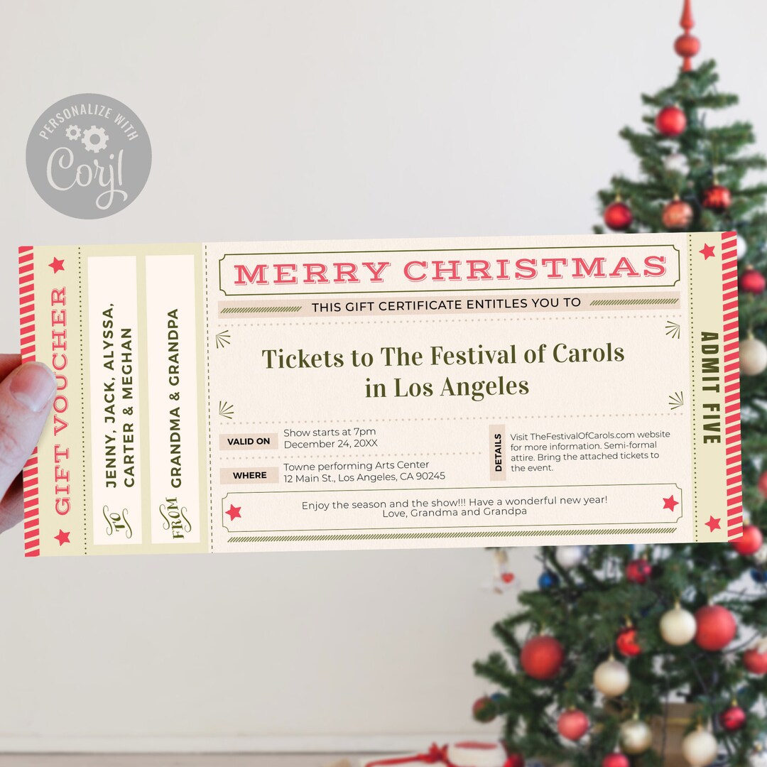 Fun Christmas Gift Voucher Template / Editable Event Ticket Voucher or ...