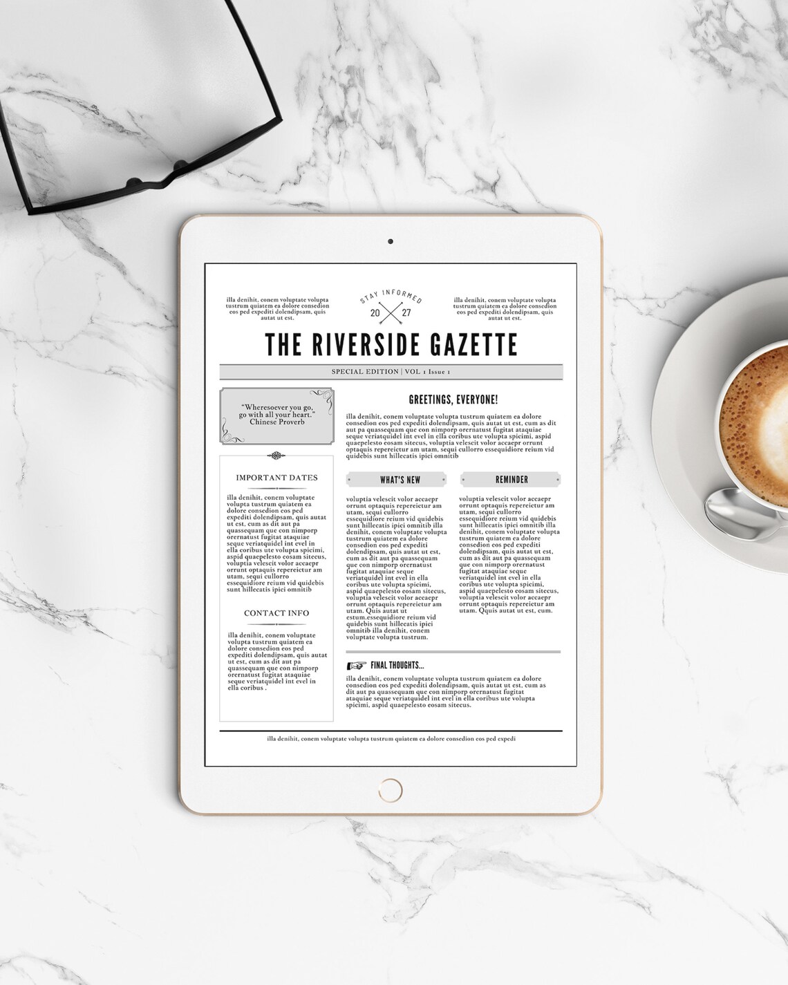 Editable Newsletter Template With Two Pages, Organization Newspaper ...