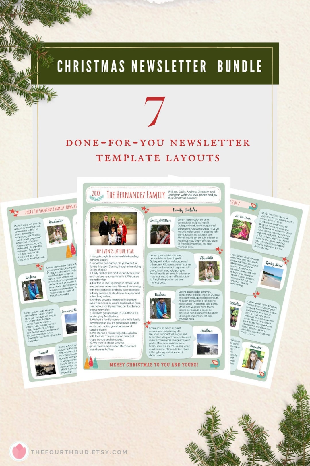 Family Christmas Newsletter Template Bundle With 7 Layouts / - Etsy