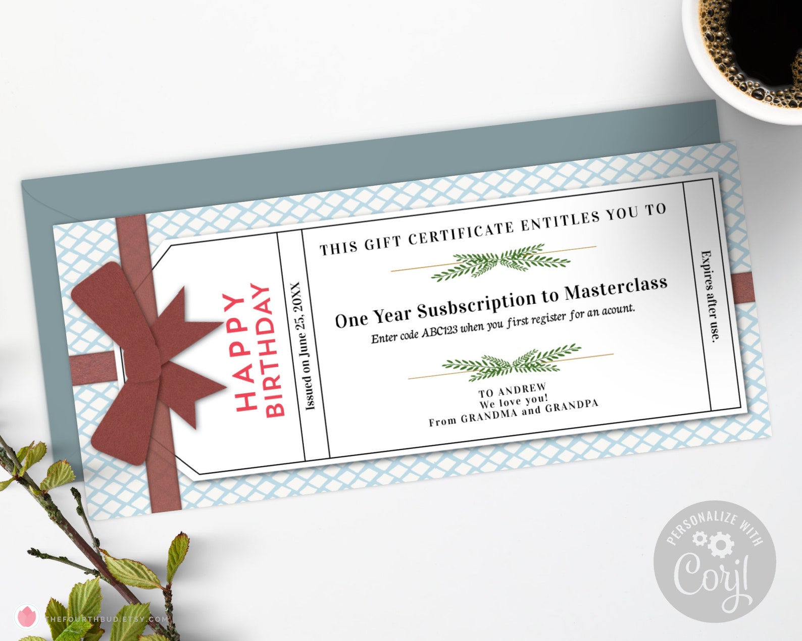 Happy Birthday Gift Certificate Template / Editable Birthday | Etsy