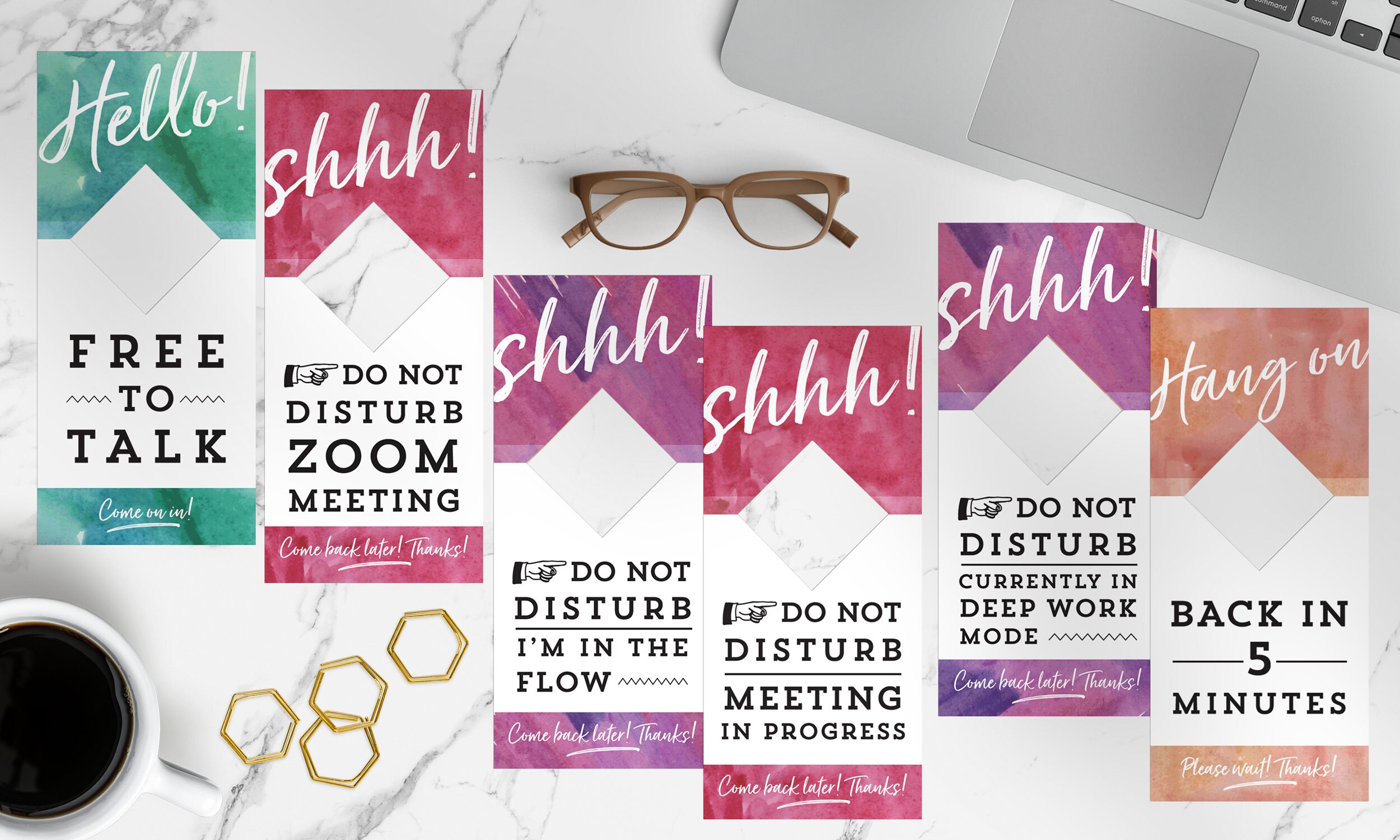 Printable Productivity Door Hangers / Set of 6 / Work at Home Sign ...