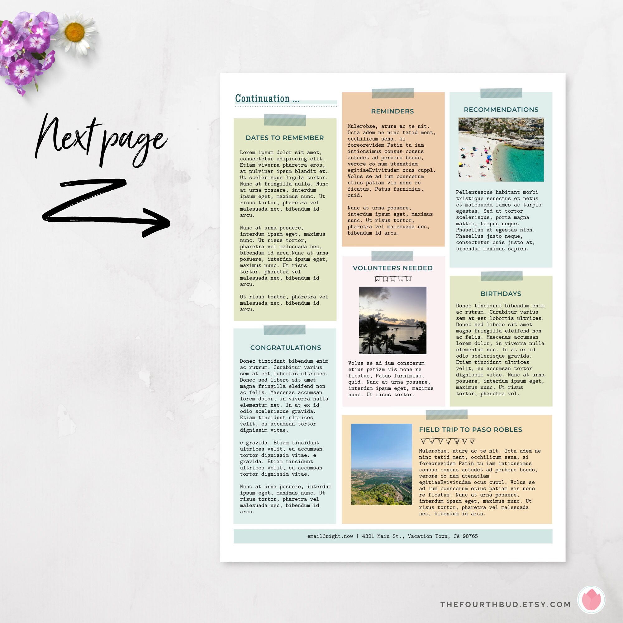 A4 Fun and Bright Newsletter Template Two Pages / Editable Family ...