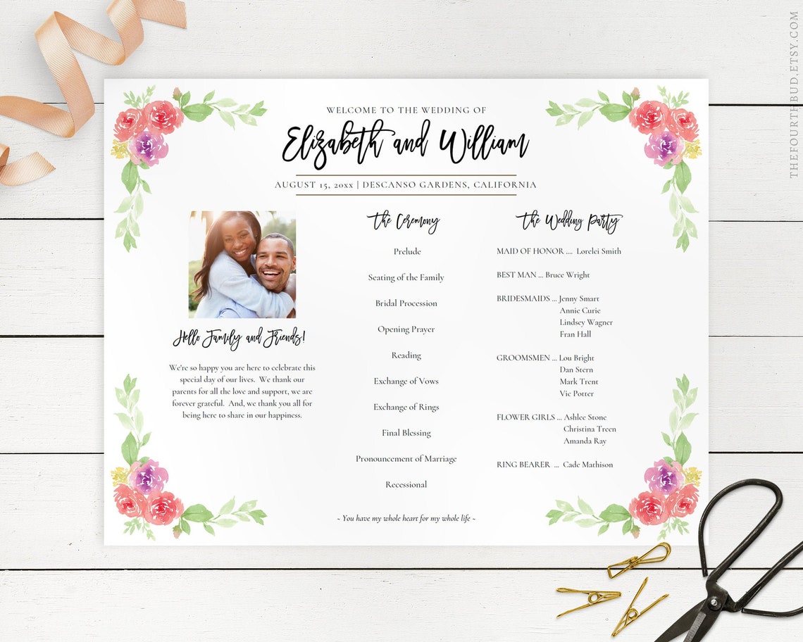 Wedding Program / Wedding Anniversary /Program Template in PDF | Etsy