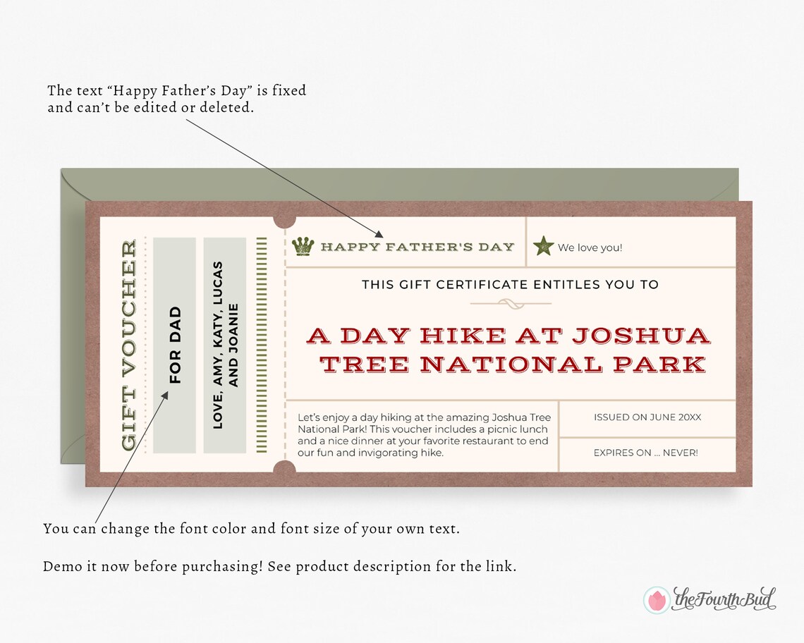 Fun Father's Day Gift Certificate Template / Editable Gift Voucher ...