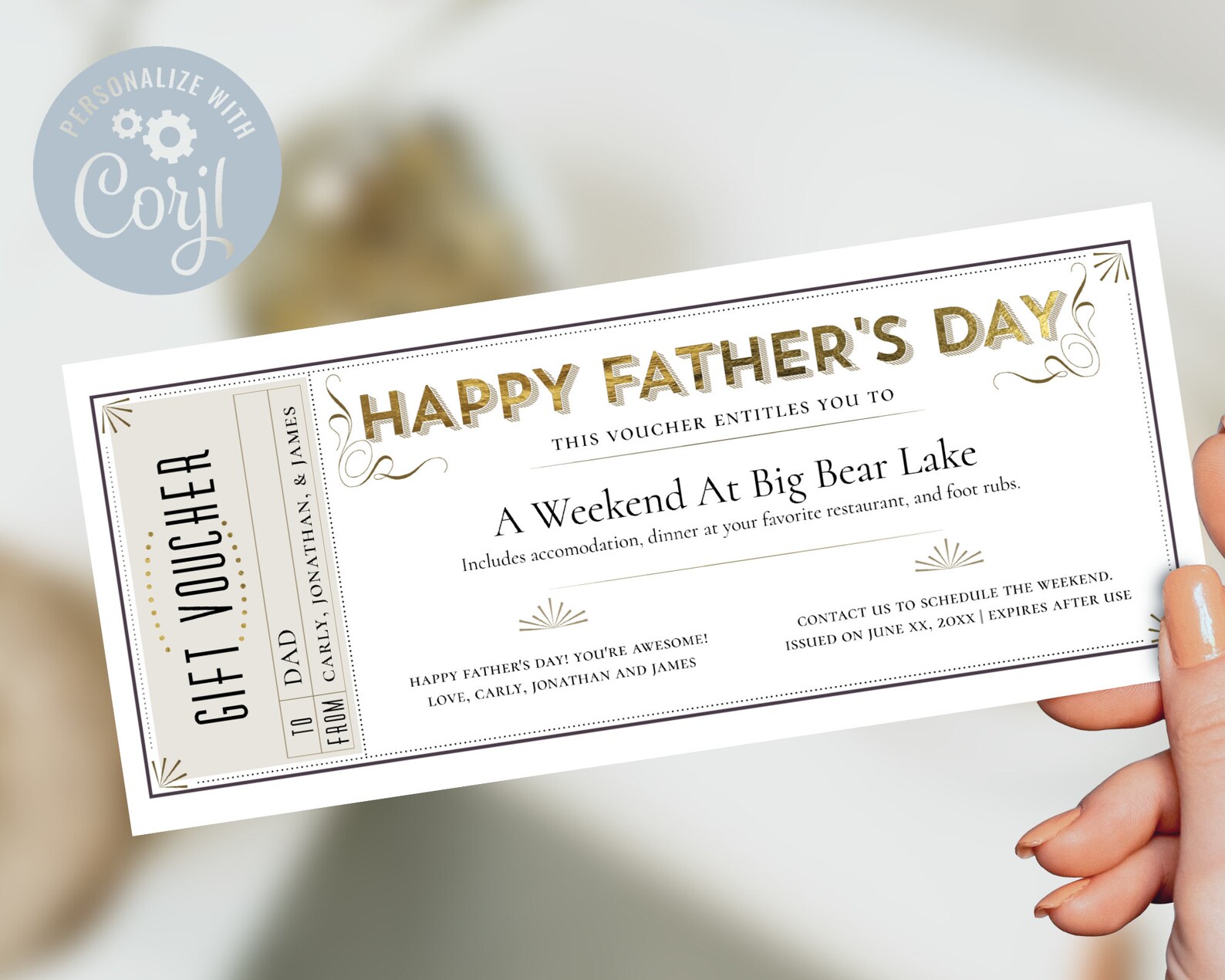 Elegant Father's Day Gift Certificate Template / Editable Grand Gift ...