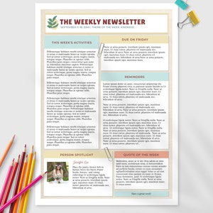 A4 Editable Newsletter Template One Page / Editable Office ...
