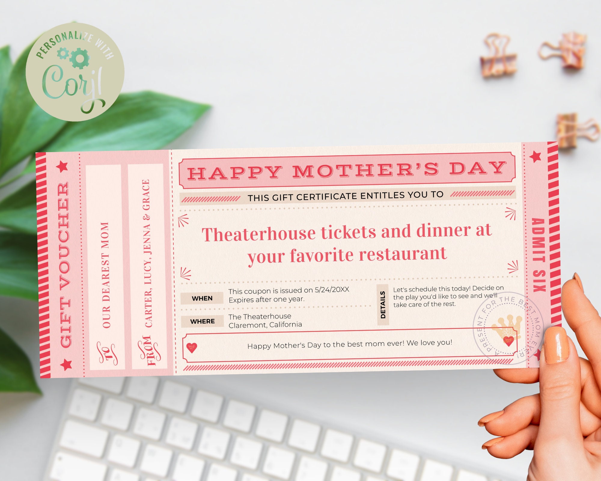 Lovely Mother's Day Gift Voucher Template / Editable - Etsy