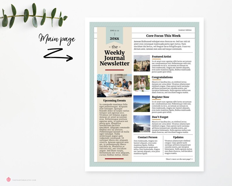 Newsmagazine Newsletter Template Two Pages / Editable Family - Etsy