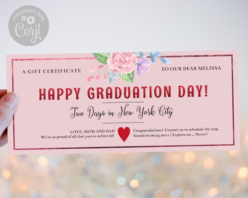 Happy Graduation Gift Certificate Template / Editable - Etsy