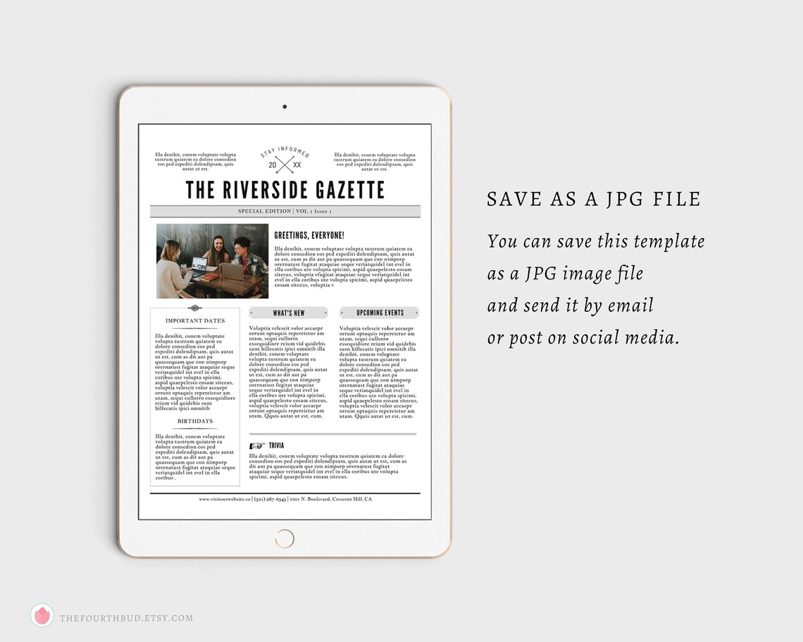 Office Newsletter Template Two Pages / Editable Traditional - Etsy