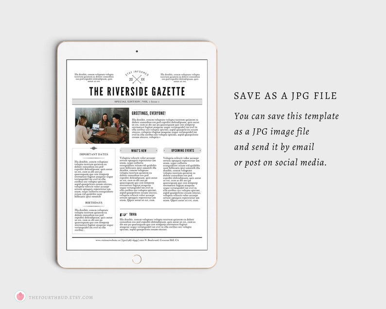 Office Newsletter Template Two Pages / Editable Traditional - Etsy