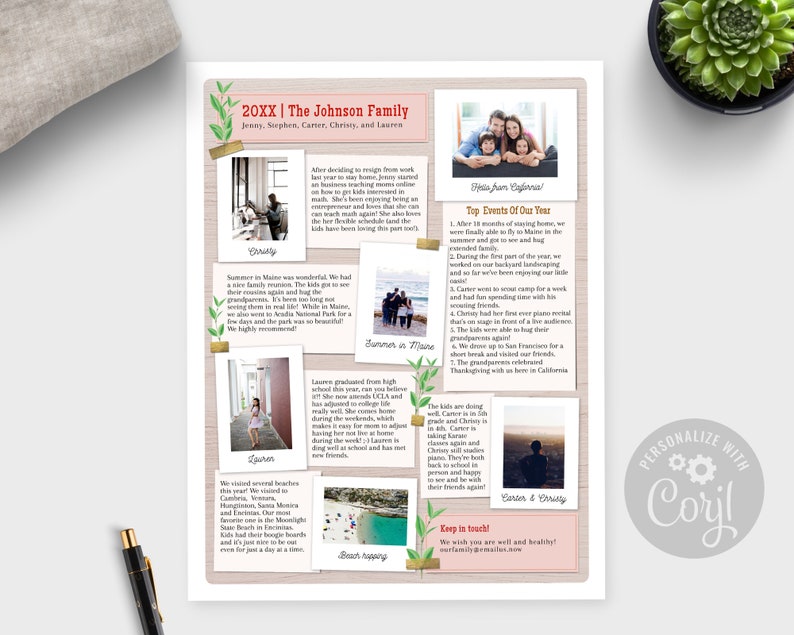 Editable Newsletter Template One Page /editable Photo Journal Scrapbook ...