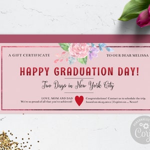 Happy Graduation Gift Certificate Template: Editable Graduation Day ...
