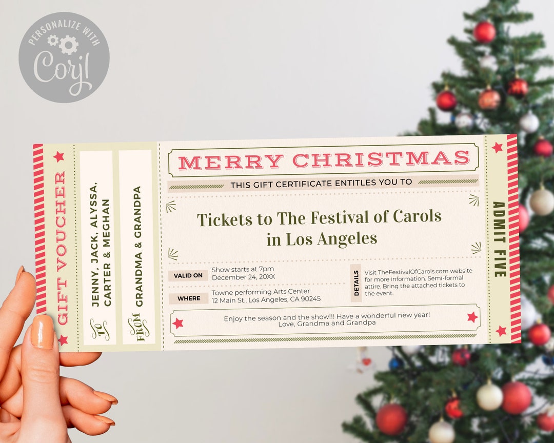 Fun Christmas Gift Voucher Template / Editable Event Ticket - Etsy