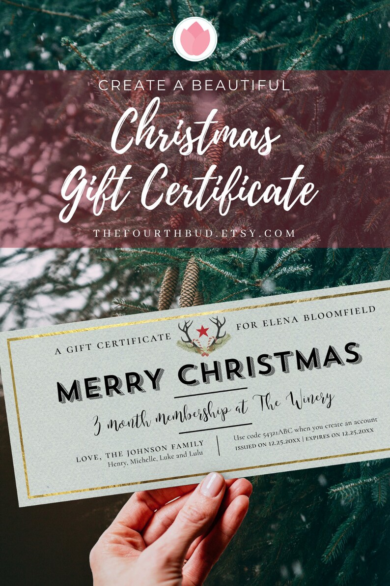 Editable Christmas Gift Certificate / Holiday Gift Voucher Template ...